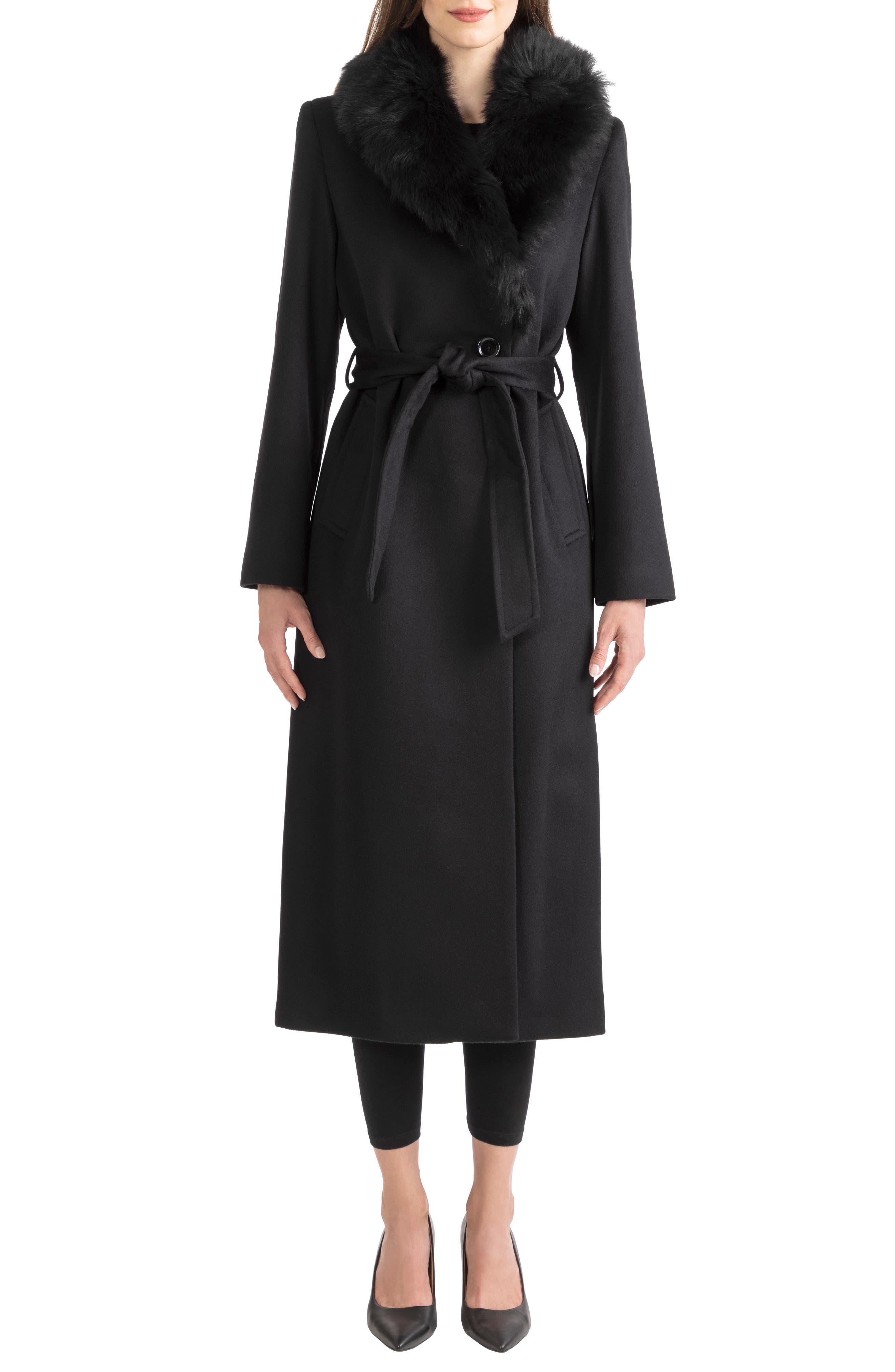 Sofia Cashmere Wool And Cashmere Longline Coat With Genuine Shearling