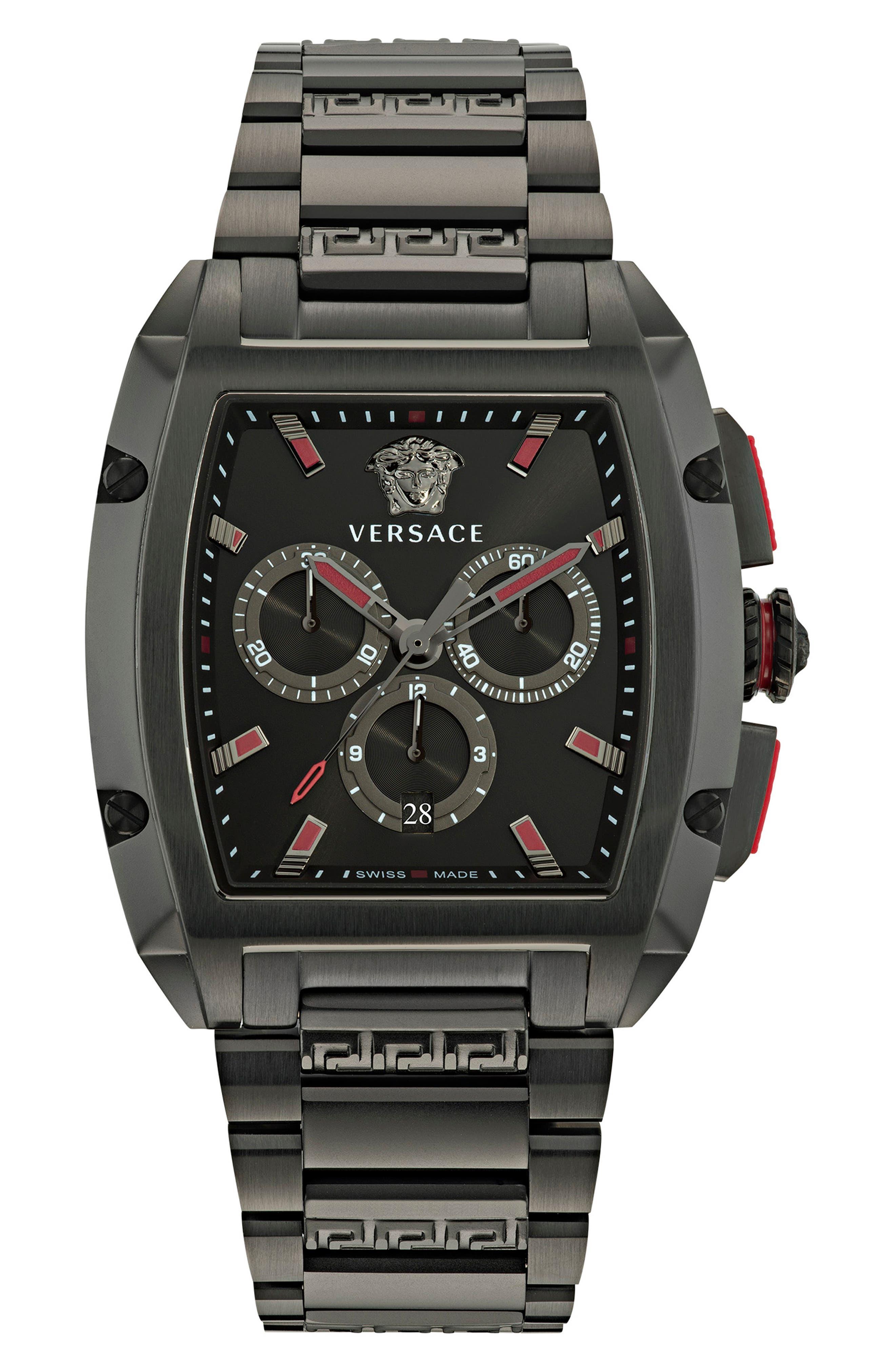 Versace Dominus Chronograph Bracelet Watch in Black for Men | Lyst