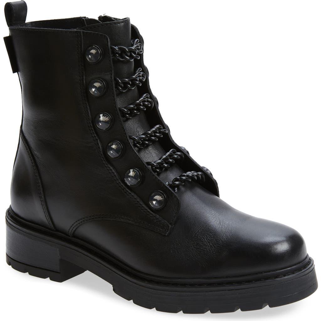Kurt Geiger Bax Crystal & Chain Combat Boot in Black | Lyst