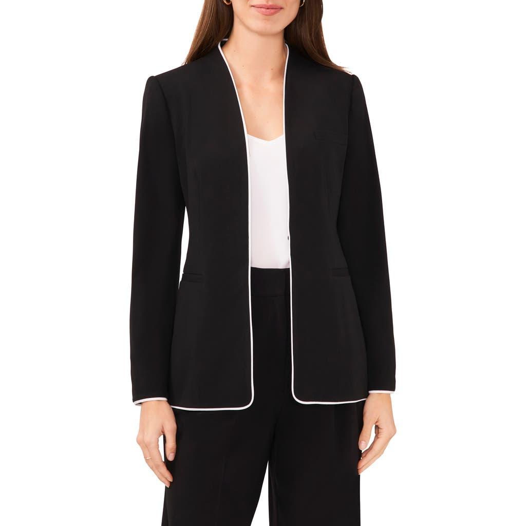 Halogen® Piped Trim Collarless Blazer in Black | Lyst