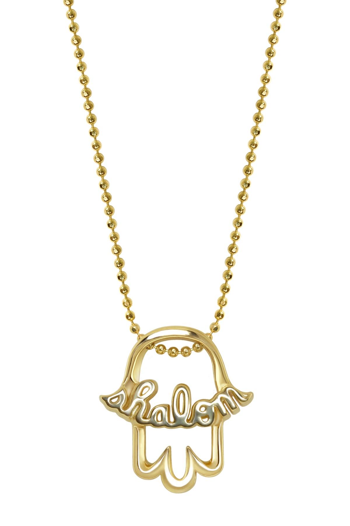Alex Woo 14k Gold Shalom Hamsa Pendant Necklace in Metallic - Lyst
