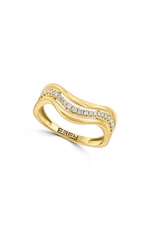 Effy 14K Diamond Wavy Band Ring in Metallic | Lyst