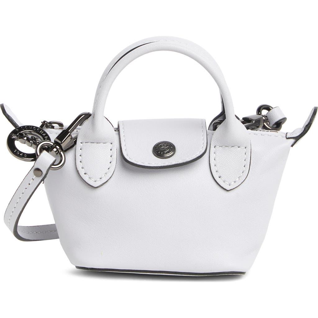 Longchamp Le Pliage Cuir Nano Crossbody Bag in White | Lyst