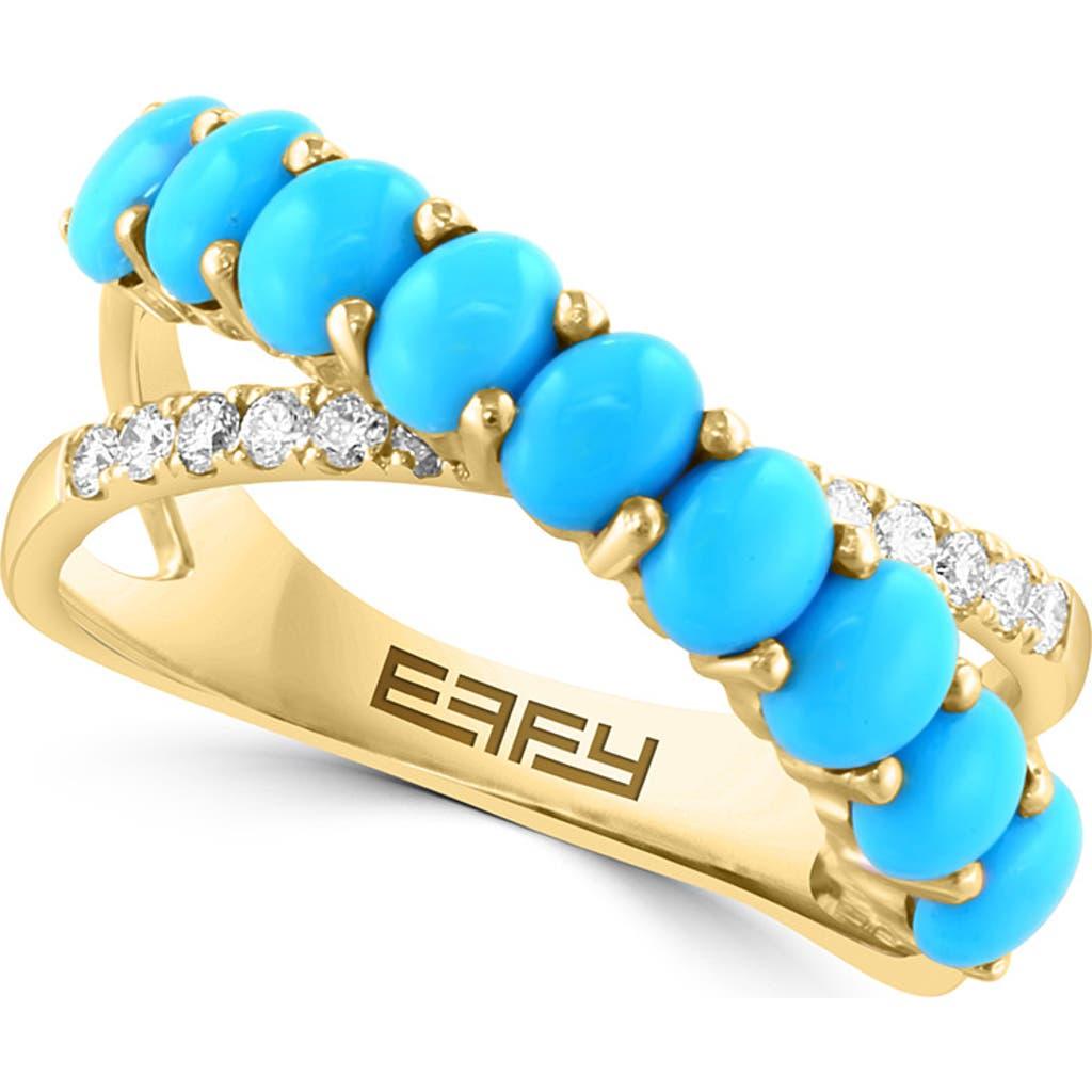 Effy 14K Diamond & Cross Band Ring in Blue | Lyst