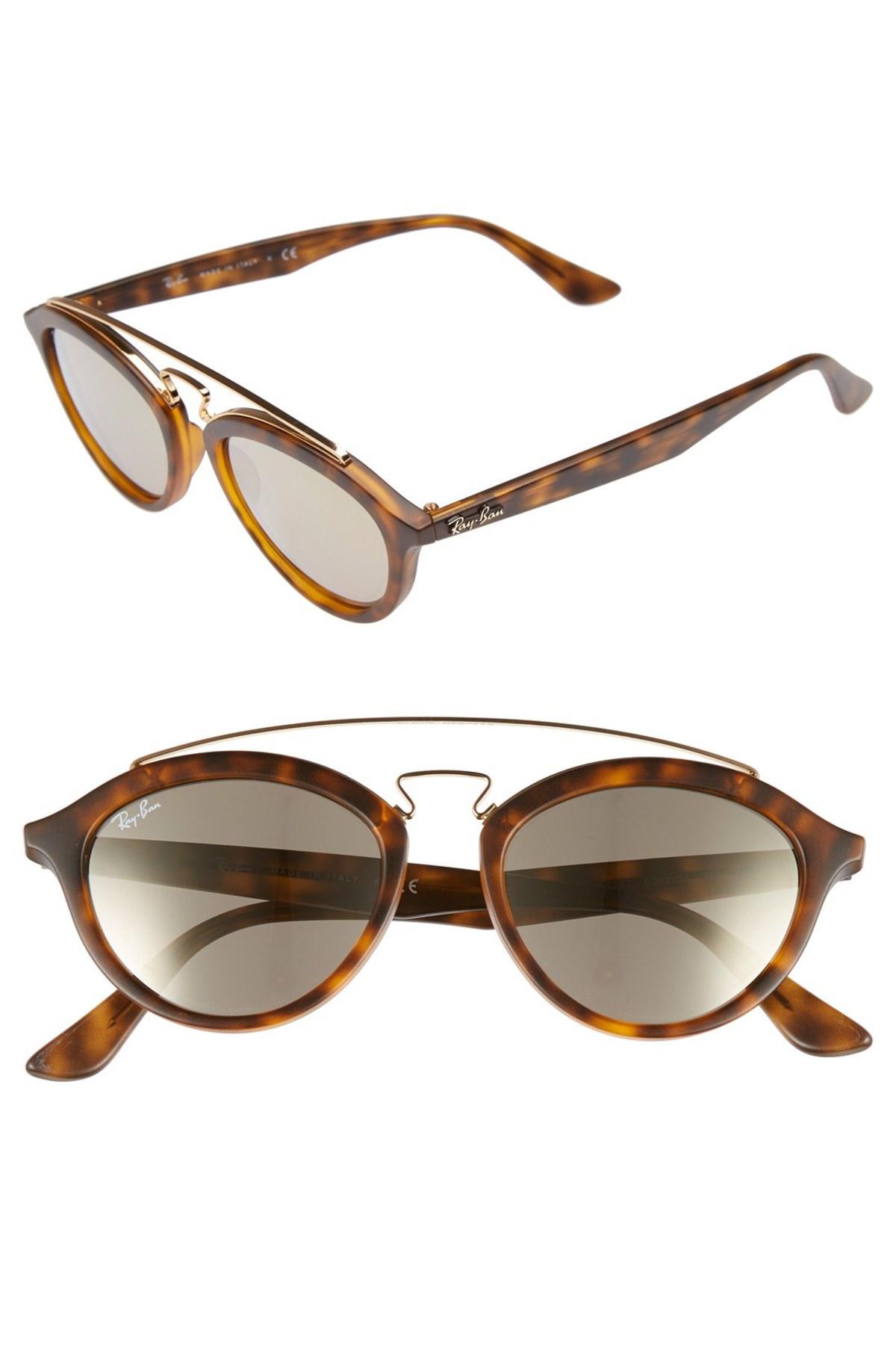 Ray Ban Synthetic Highstreet 50mm Brow Bar Sunglasses In Brown Lyst