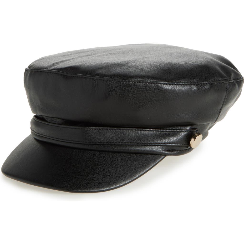 Vince Camuto Faux Leather Conductor Cap in Black | Lyst