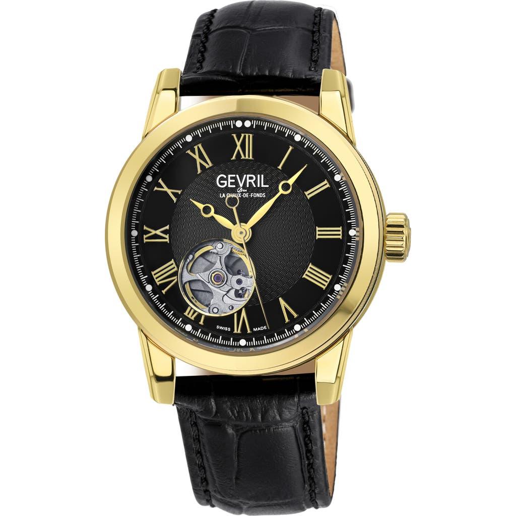 Gevril Madison Leather Strap Watch, 39Mm in Metallic for Men | Lyst