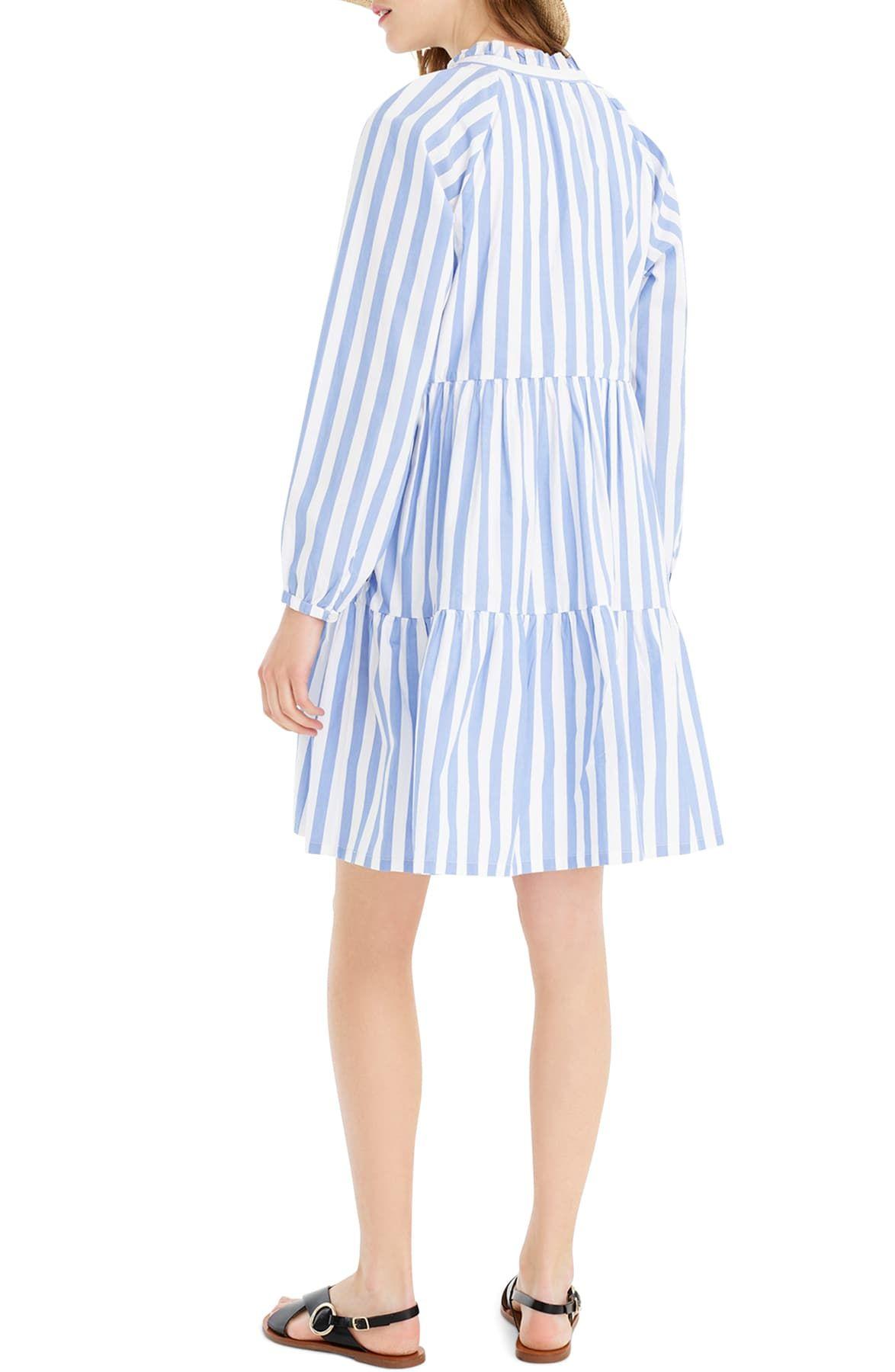 Tiered Popover Dress In Striped Cotton Poplin Dresses,, 52% OFF