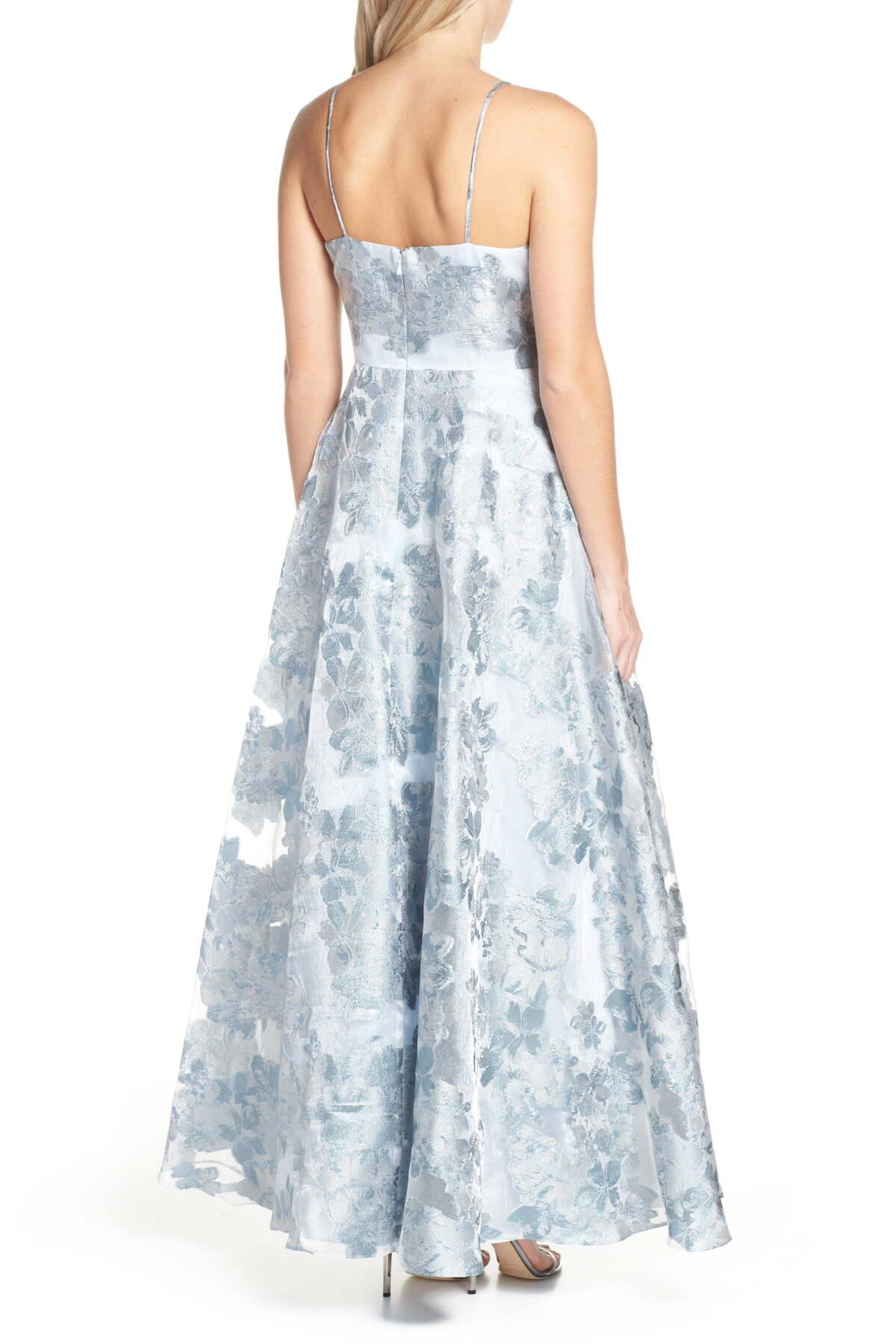 Eliza J Floral Jacquard Evening Dress In Sky Blue Lyst