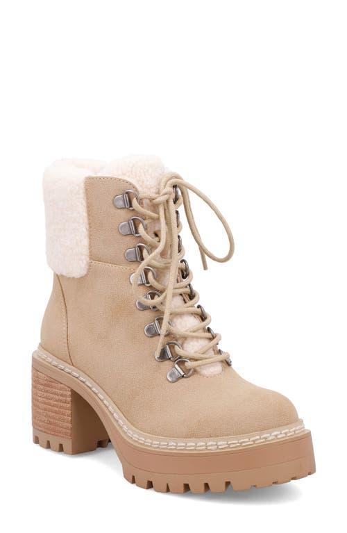 MIA Tiler Faux Fur Platform Lug Boot in Natural | Lyst