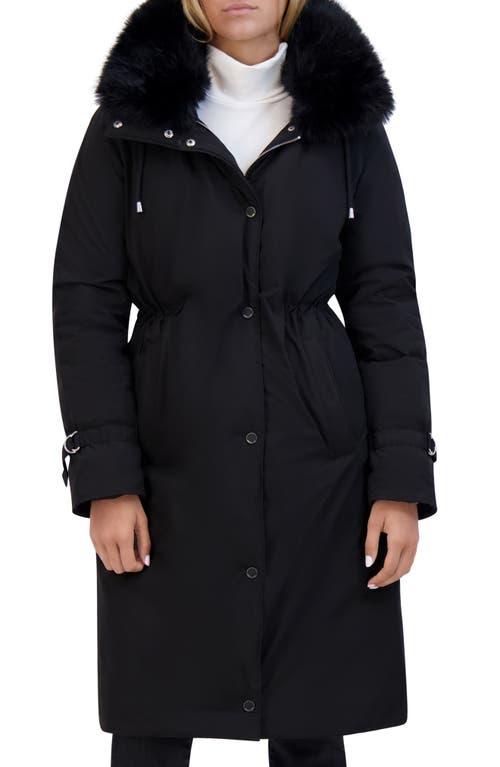 Kenneth Cole Hooded Jacket With Faux Fur Trim in Black | Lyst