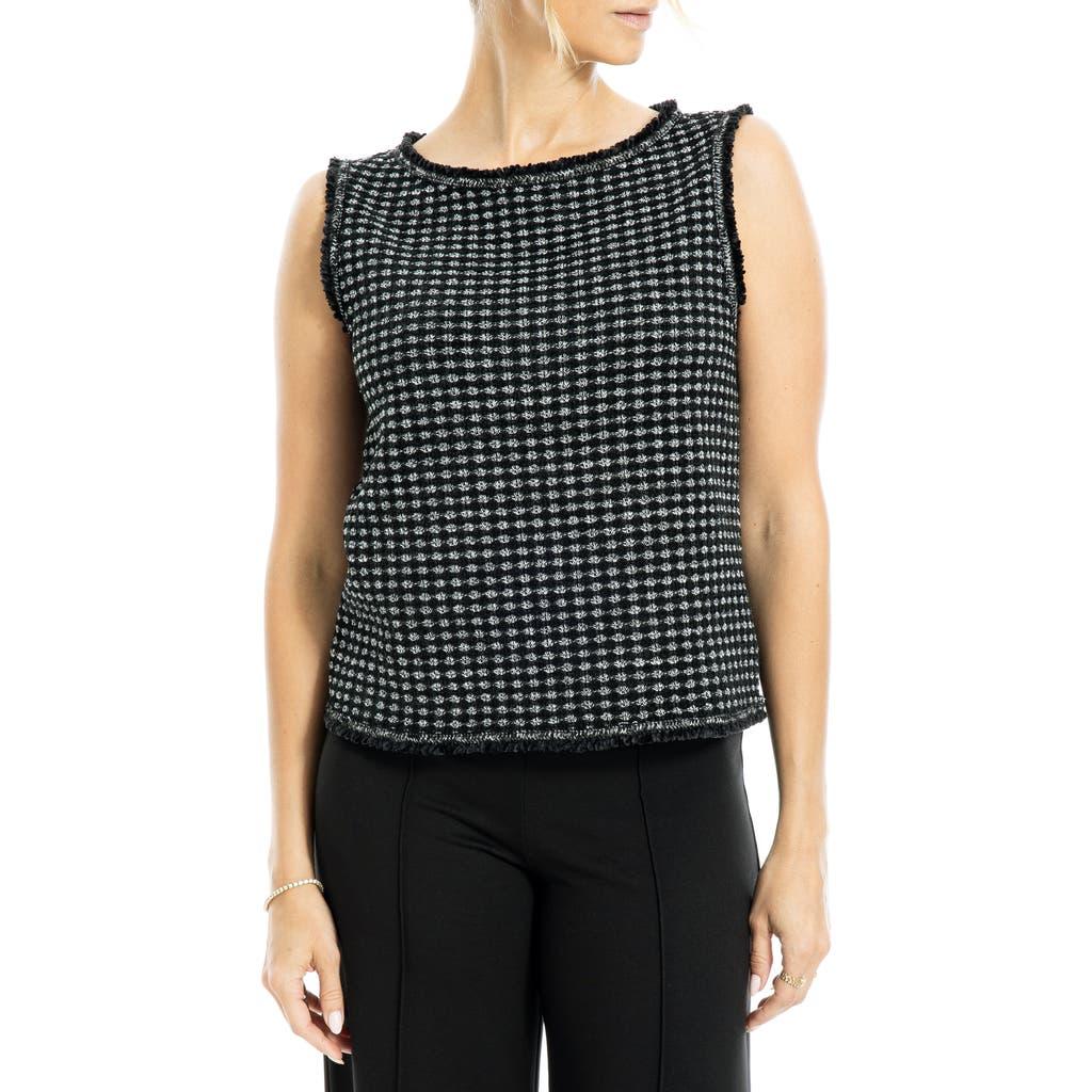 Max Studio Frayed Edge Bouclé Top in Blue | Lyst