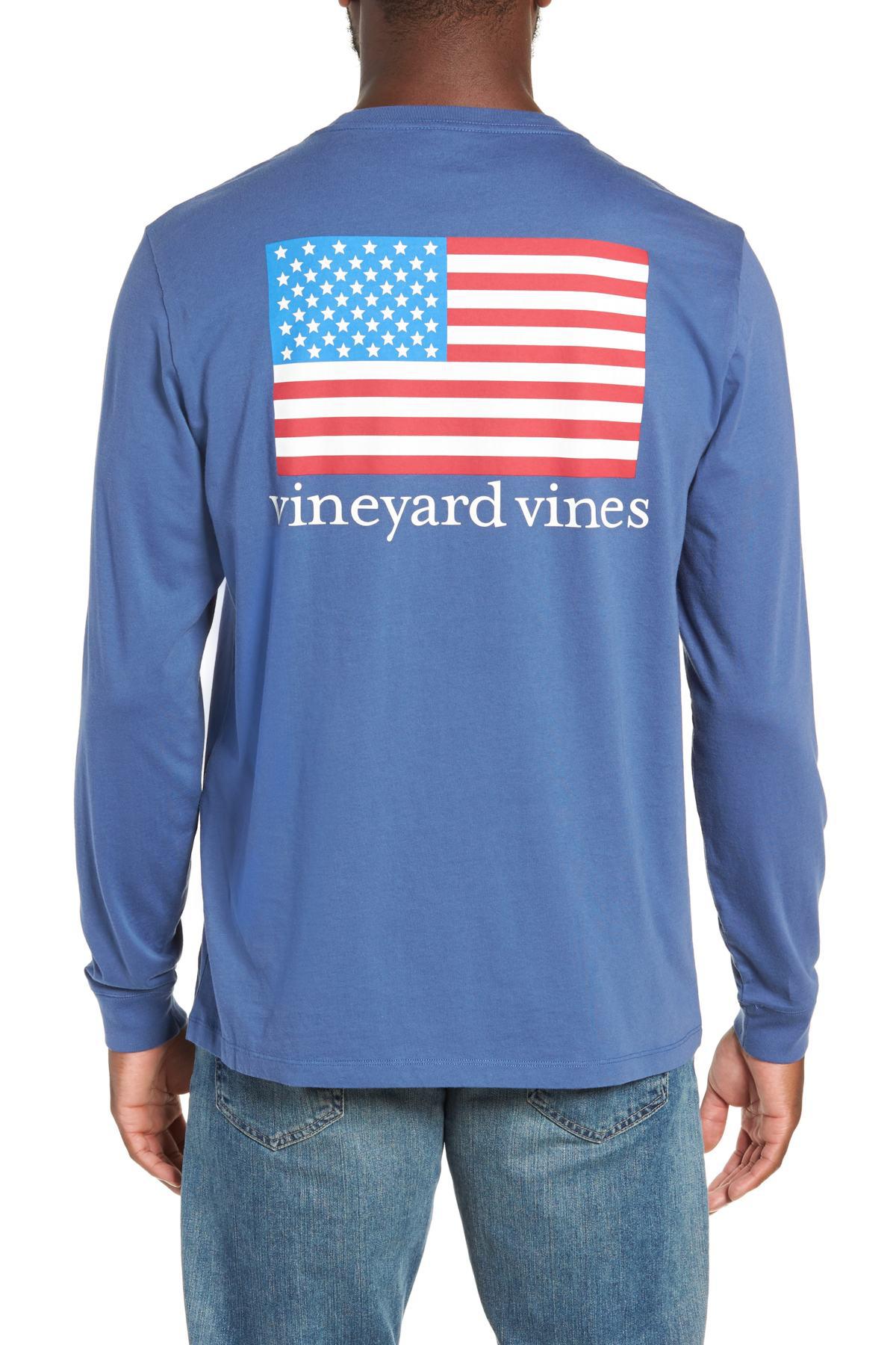 Vineyard Vines Cotton American Flag Pocket T Shirt In Blue For Men Lyst