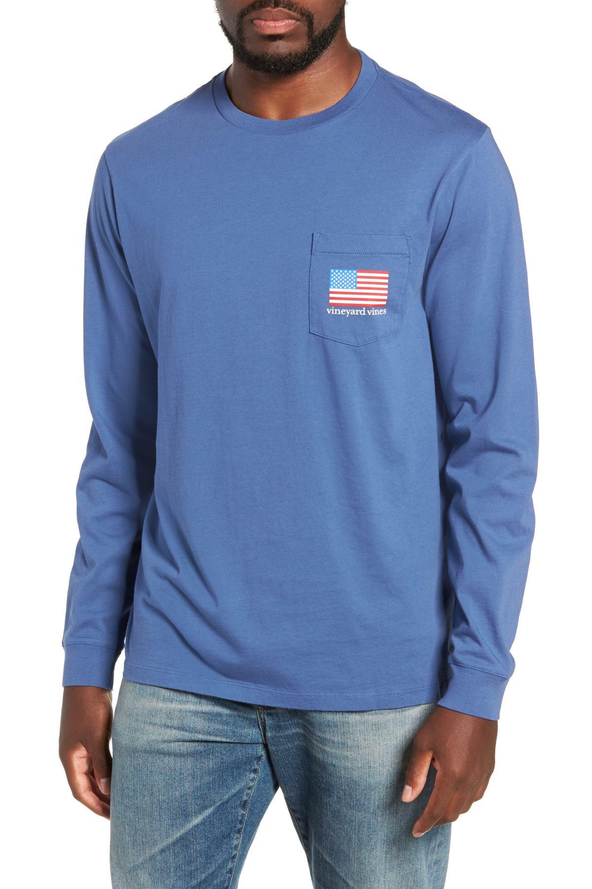 Vineyard Vines Cotton American Flag Pocket T Shirt In Blue For Men Lyst
