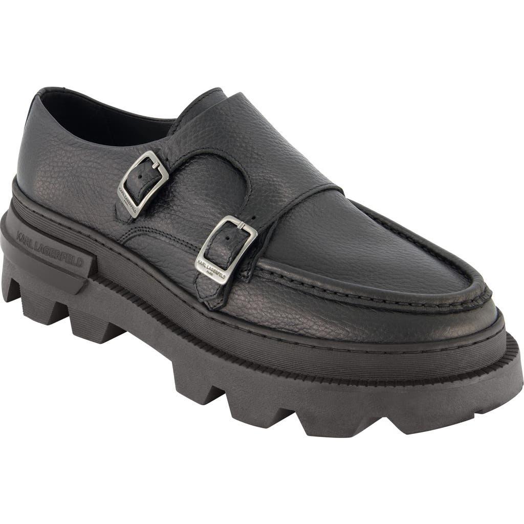 Karl Lagerfeld Tumbled Double Monk Strap Shoe in Black for Men | Lyst