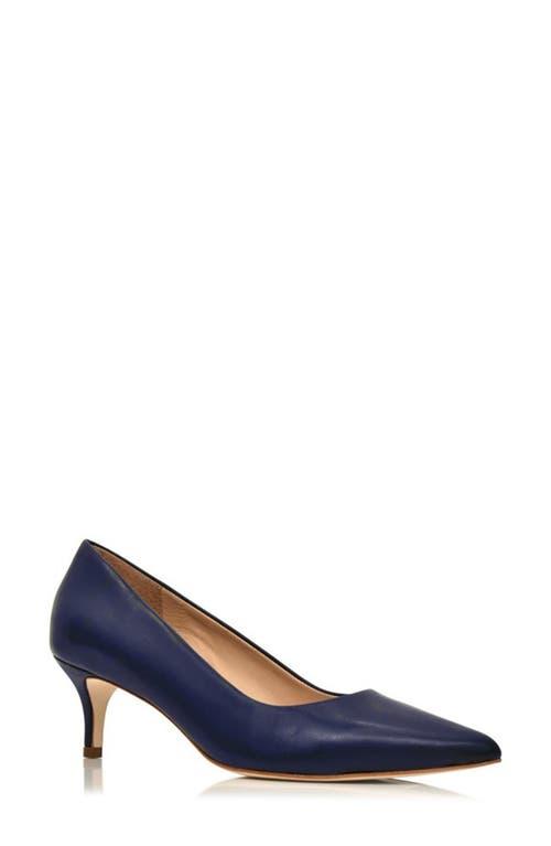 Joan Oloff Kitten Heel Leather Pointed-Toe Pumps in Blue | Lyst