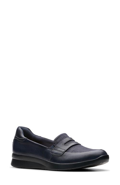 Clarks Penny Loafers With Wedge Heel in Blue | Lyst