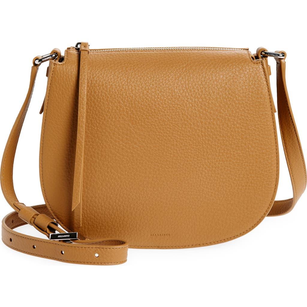 AllSaints Captain Round Crossbody Bag in Brown | Lyst