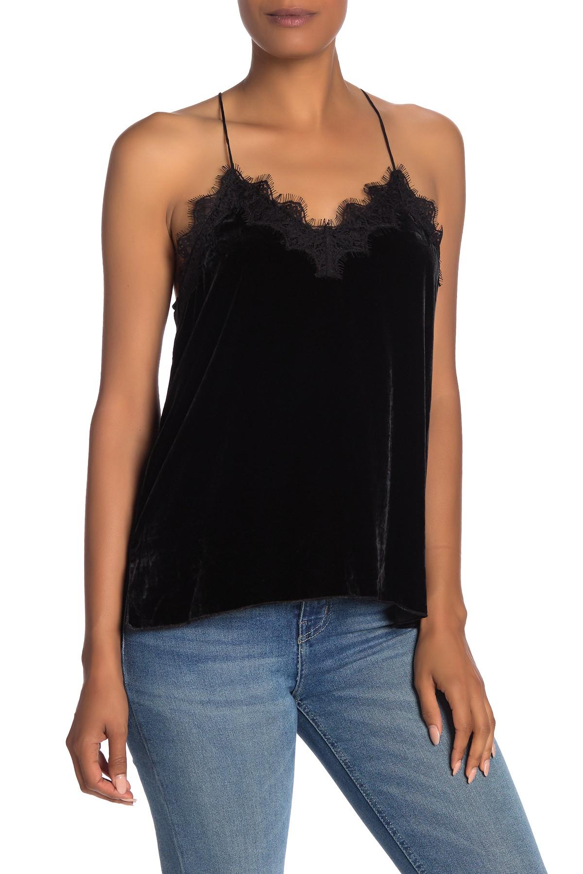 Johnny Was Gia Eyelash Lace Velvet Camisole In Black Lyst