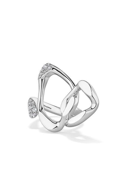 Judith Ripka Sterling Gaia Two Finger Diamond Pavé Ring in Metallic | Lyst