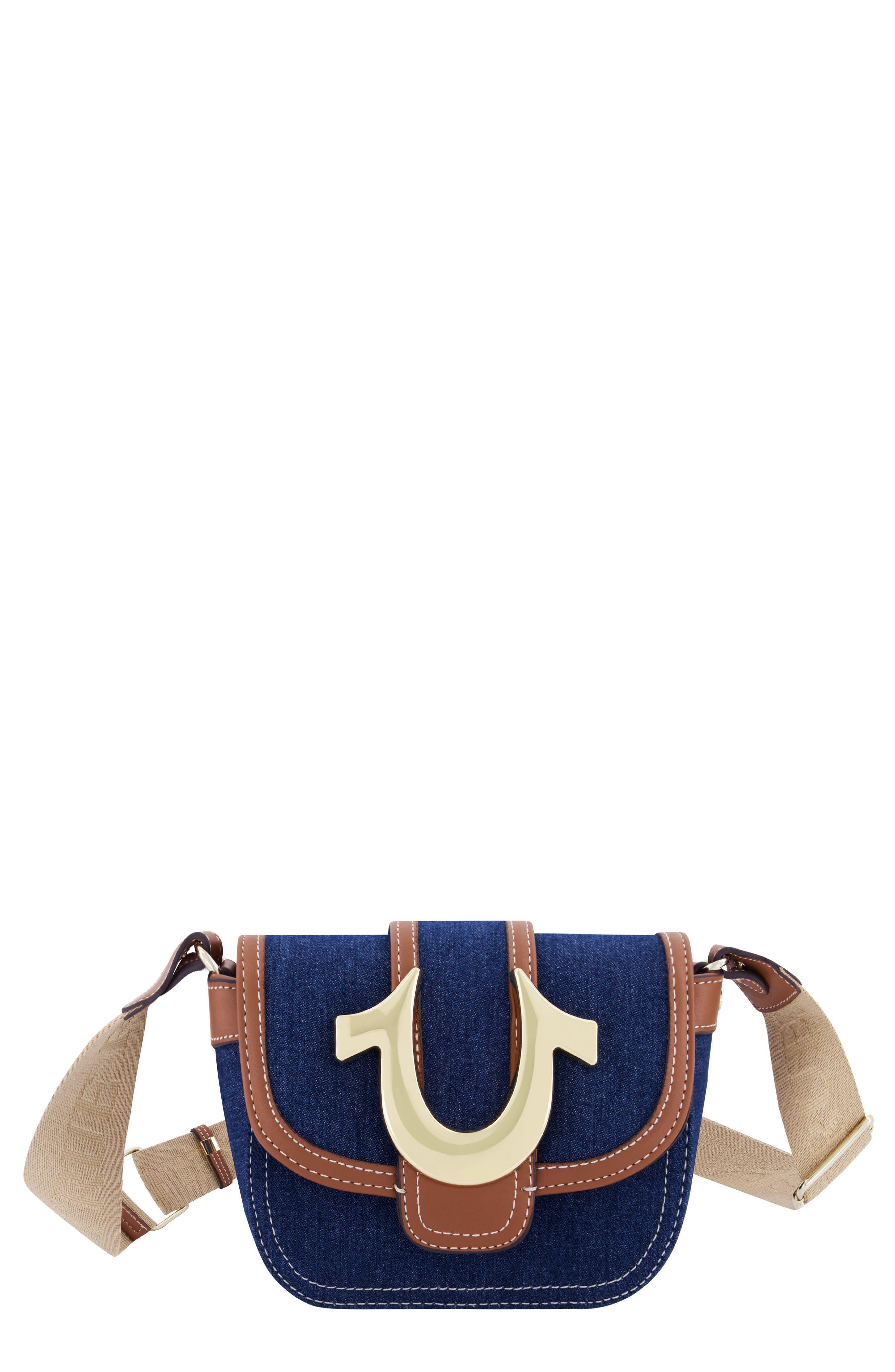 True Religion Mini Flap Denim Crossbody Bag in Blue | Lyst