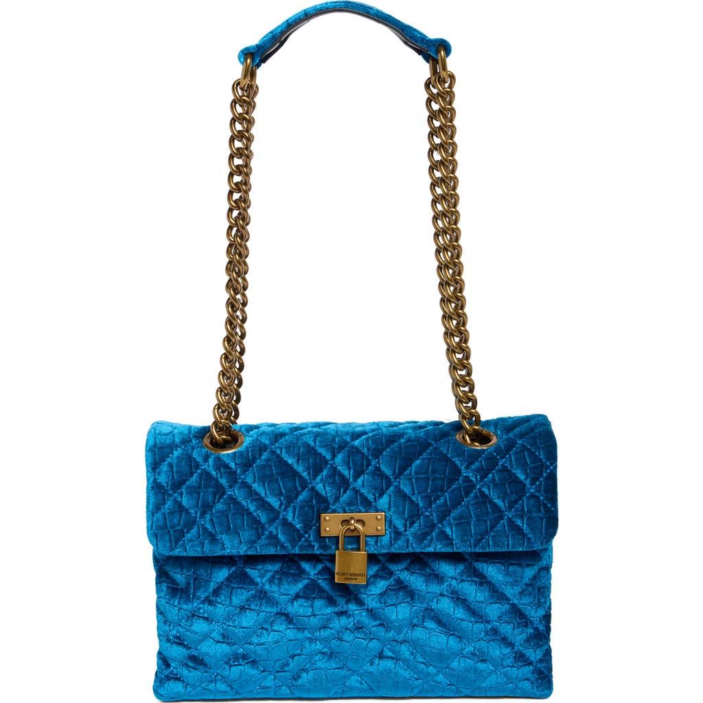Kurt Geiger Quilted Velvet Chain-Strap Crossbody Bag in Blue | Lyst