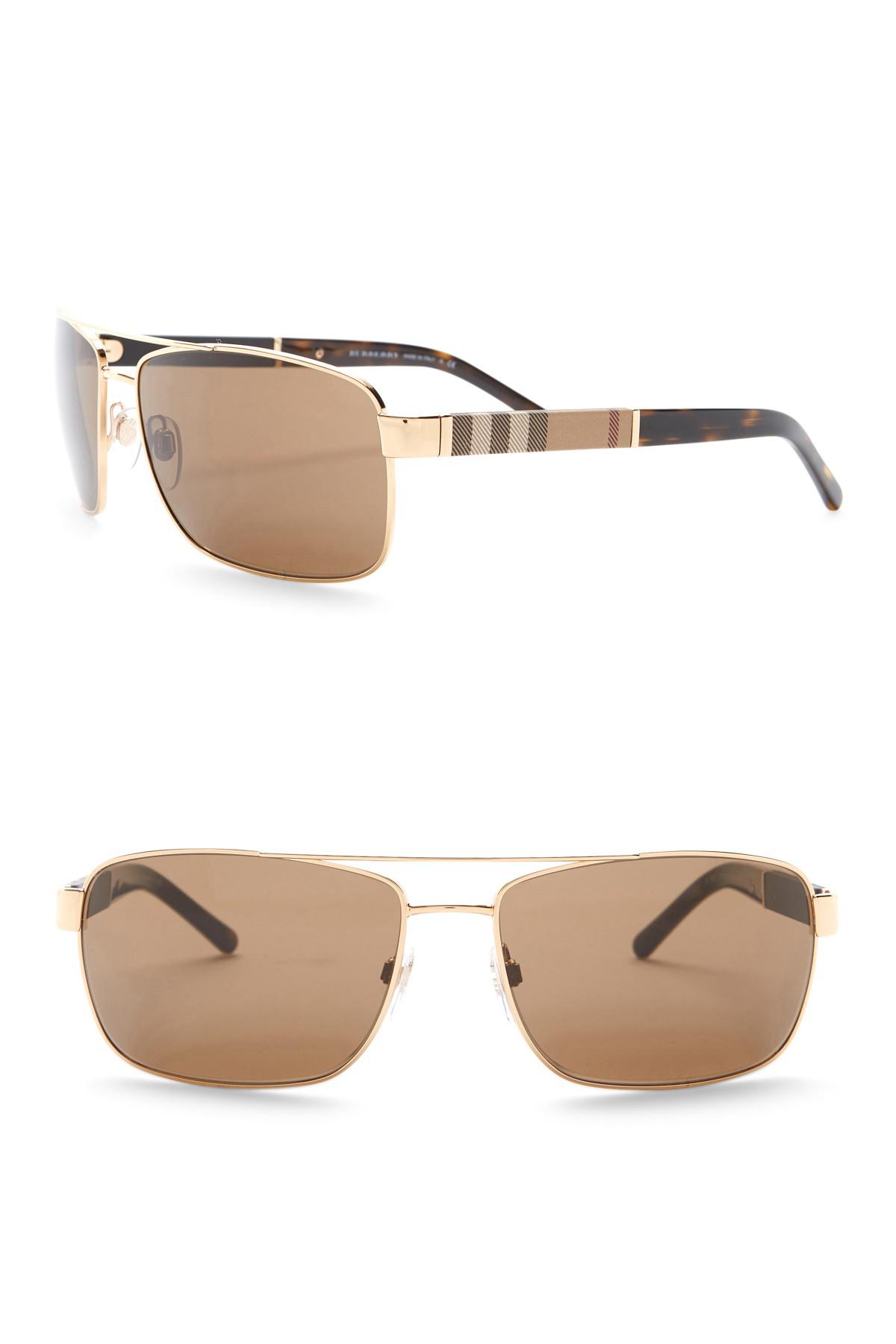 Burberry Mens 63mm Rectangle Heritage Sunglasses In Gold Metallic For Men Lyst