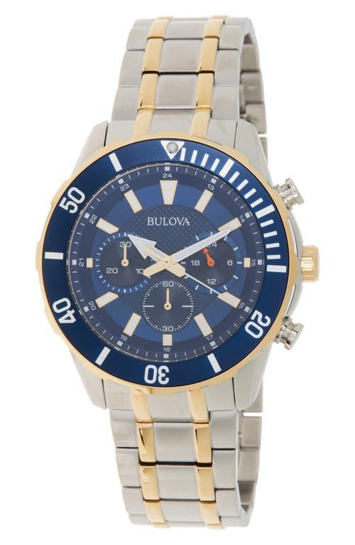 Bulova Two-Tone Chronograph Bracelet Watch in Blue for Men | Lyst