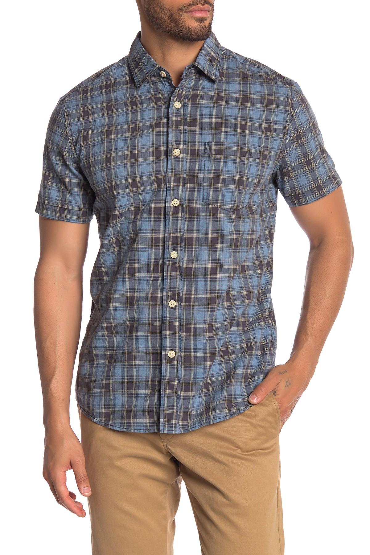Grayers Cotton Springfield Plaid Short Sleeve Modern Fit Shirt in Blue ...
