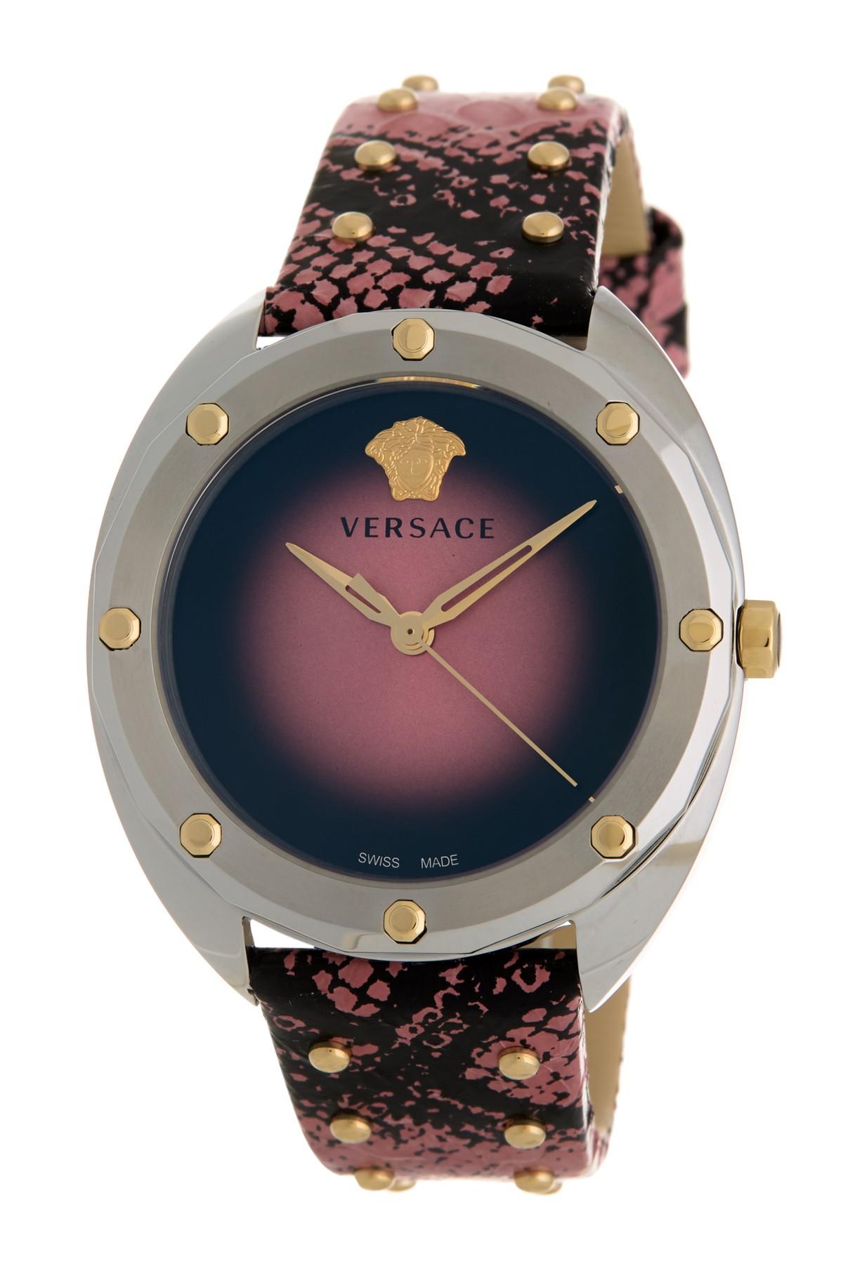 Versace Women's Shadov Snake Embossed Leather Strap Watch, 38mm - Lyst