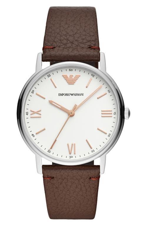 Emporio Armani Three-Hand Leather Strap Watch, 41Mm for Men | Lyst