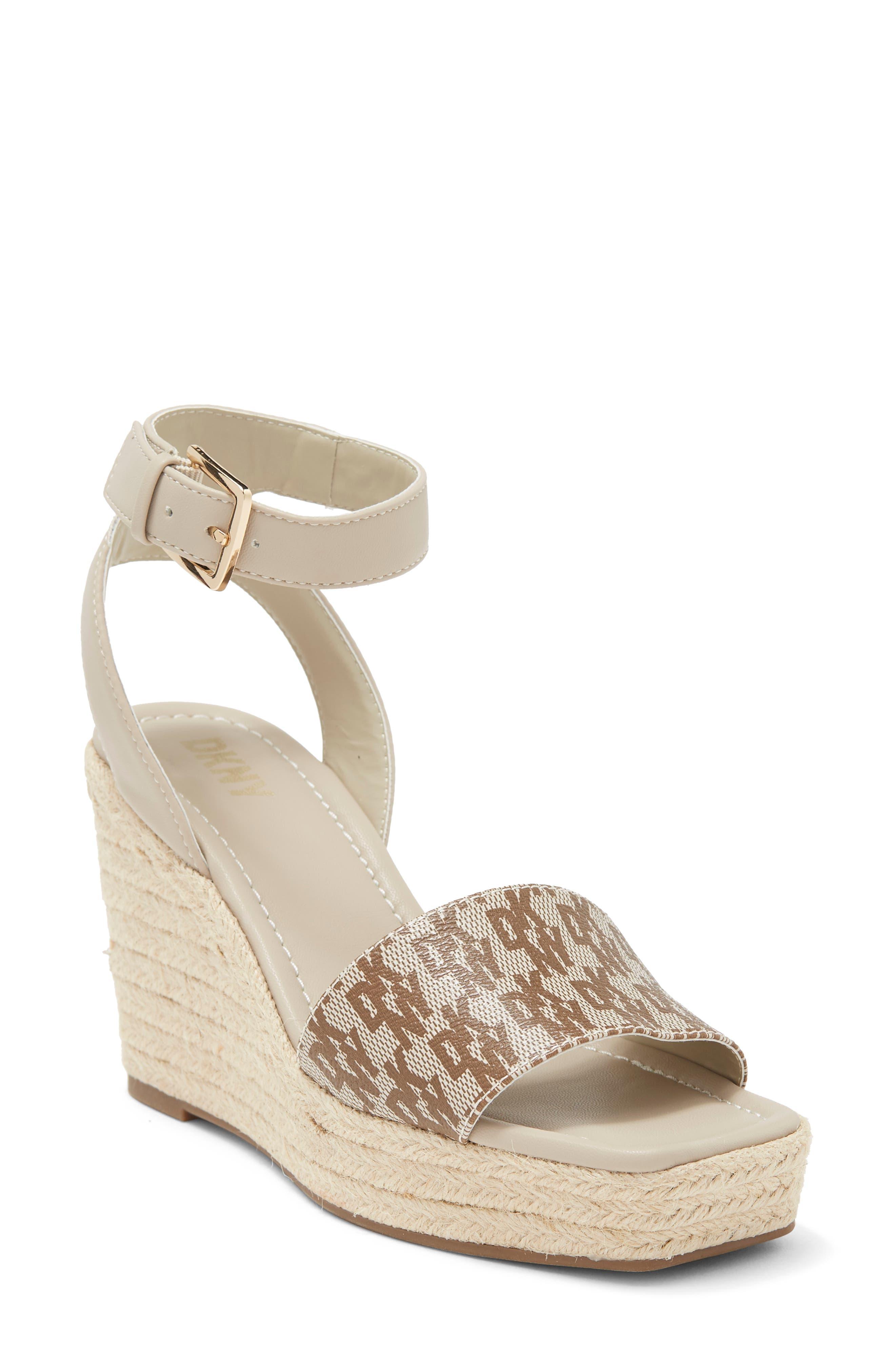 Dkny Calima Ankle Strap Espadrille Wedge Platform Sandal In Natural Lyst