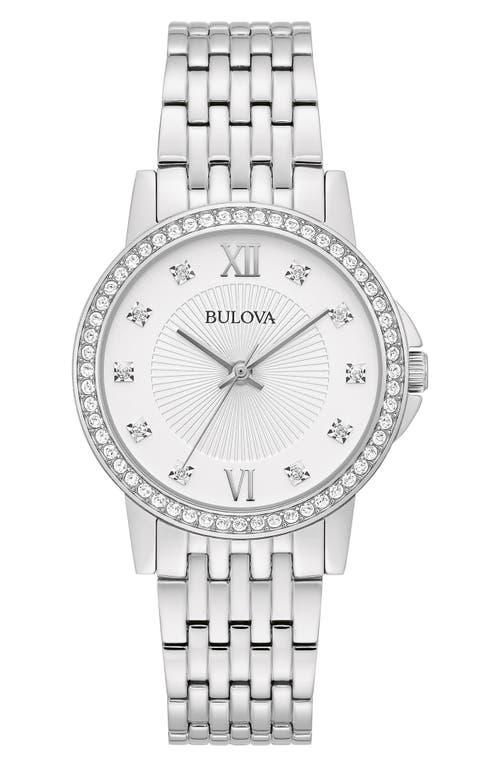 Bulova Crystal Embellished Three Hand Quartz Bracelet Watch, 32Mm in ...
