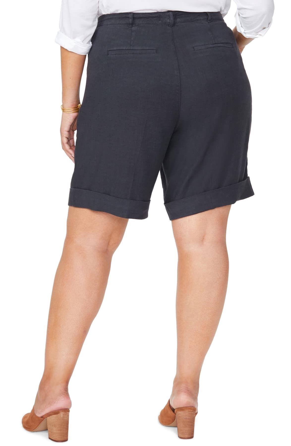 Nydj Linen Bermuda Shorts In Black Lyst