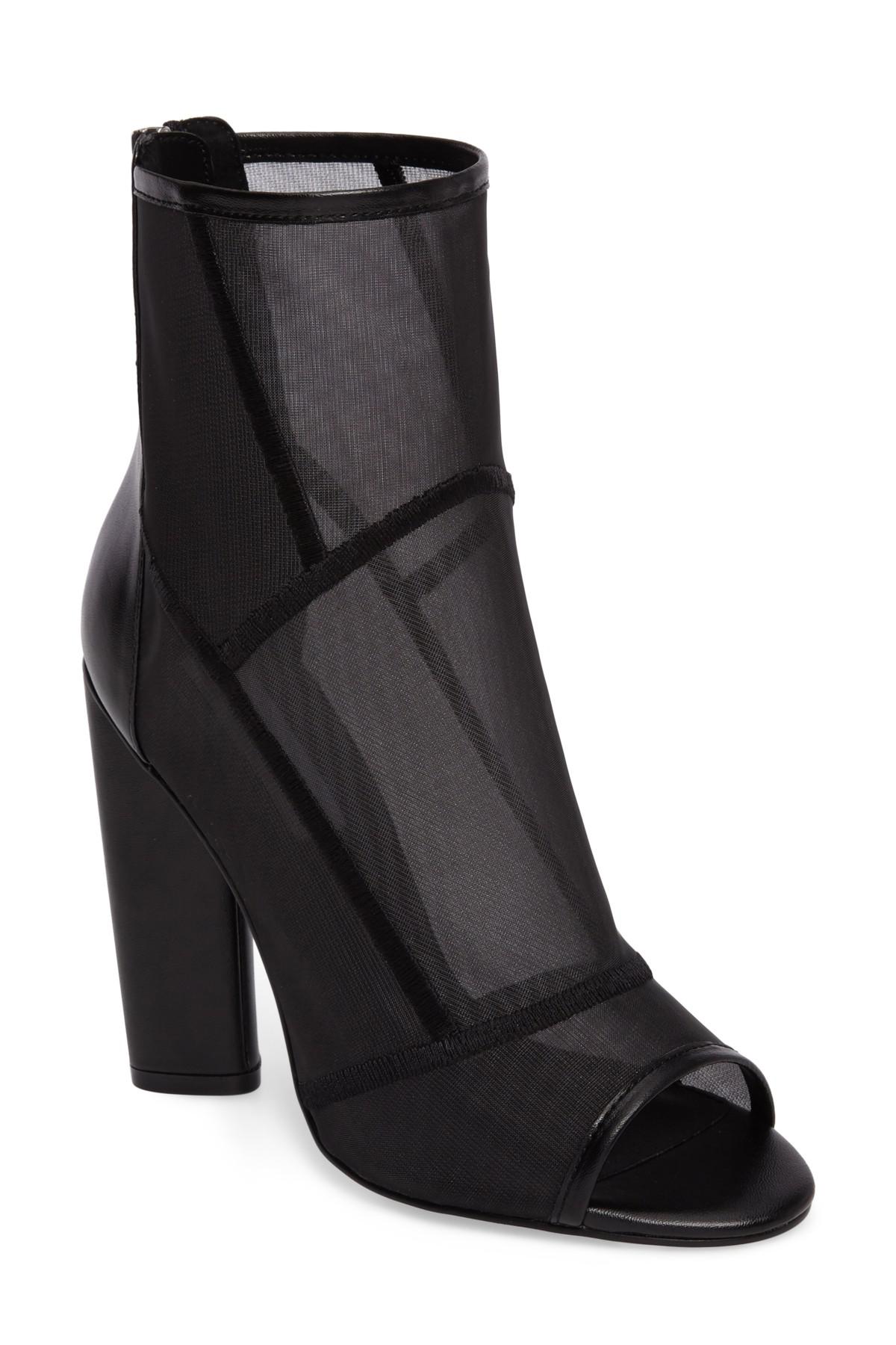 Steve Madden Nova Mesh Peep Toe Bootie In Black Lyst