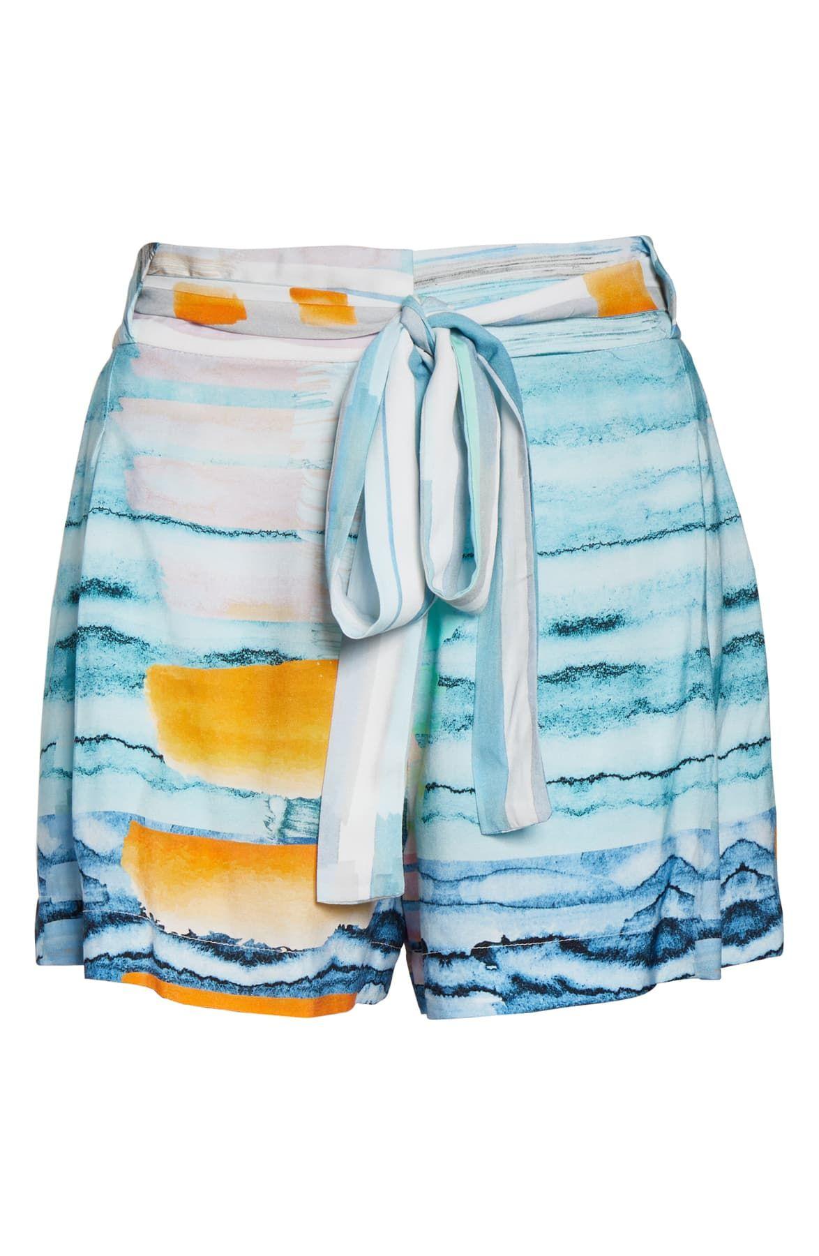 Lenny Niemeyer Tie Waist Shorts in Blue - Lyst
