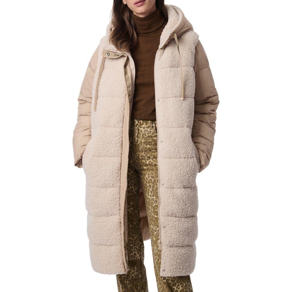 Bernardo Hooded Faux Shearling Puffer Jacket in Natural | Lyst
