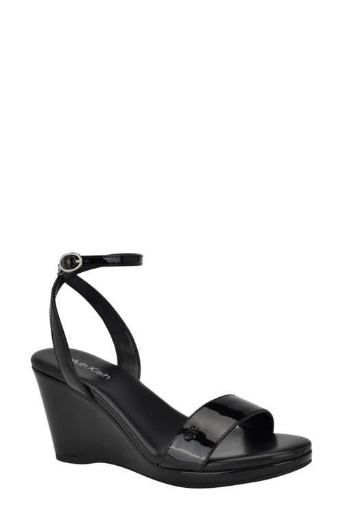 Calvin Klein Belliny Wedge Sandal in Black | Lyst