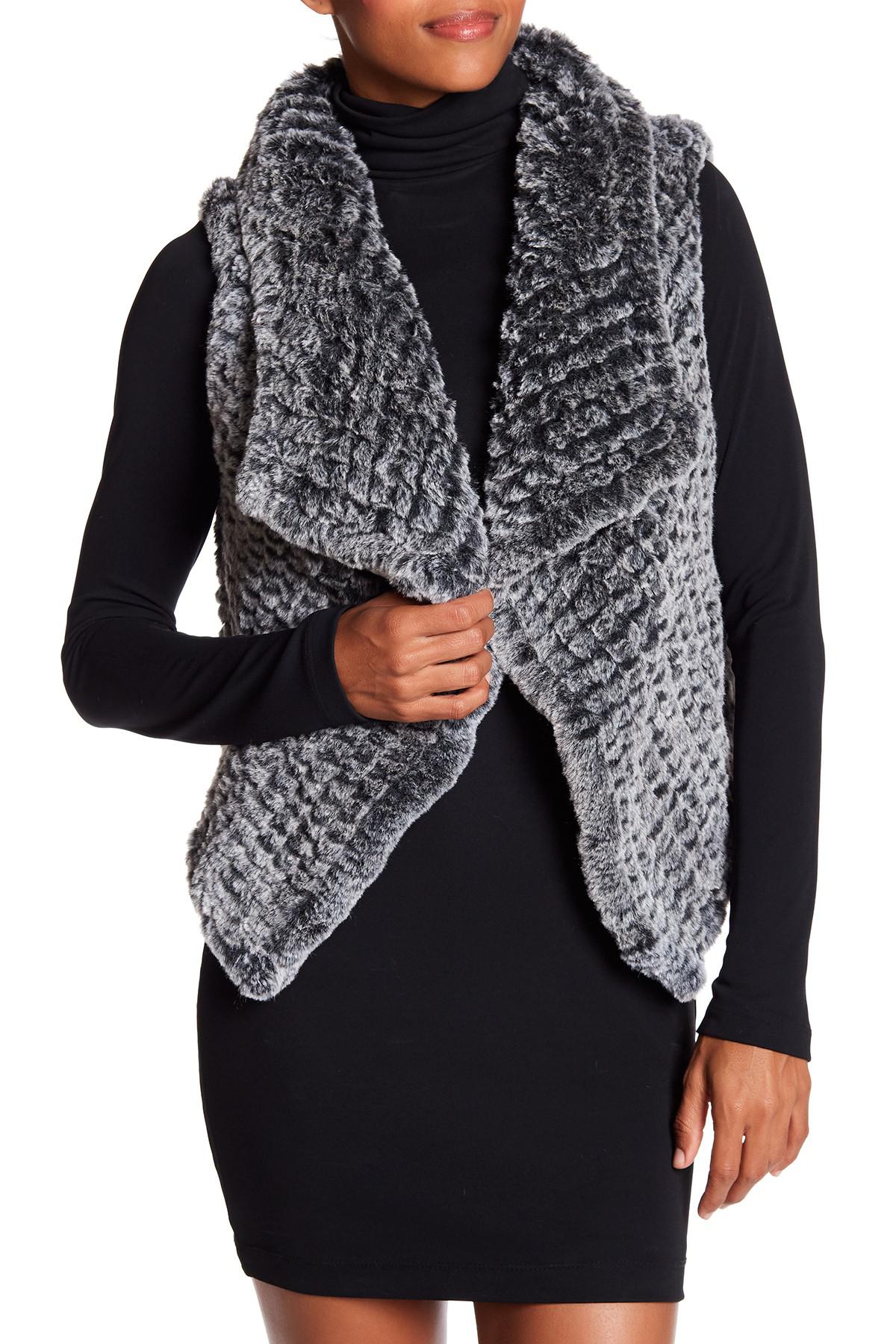 Lyst Bagatelle Knitted Faux Fur Vest In Gray