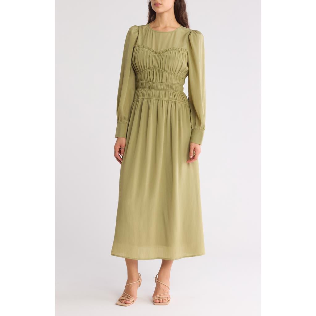 Mila + Mate Long Sleeve Midi Dress in Yellow | Lyst