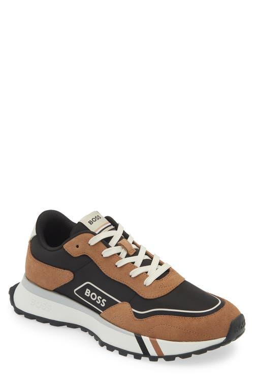 BOSS Mixed-Texture Runner Sneakers in White for Men | Lyst