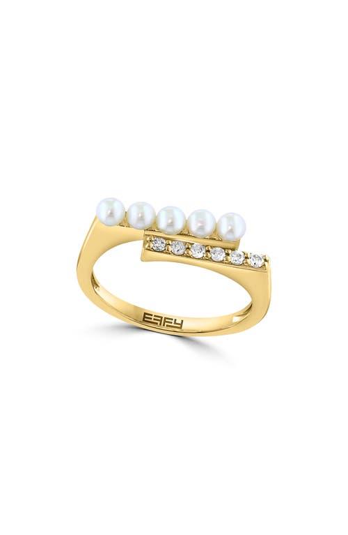 Effy Diamond & Freshwater Pearl Double Row Ring in Metallic | Lyst