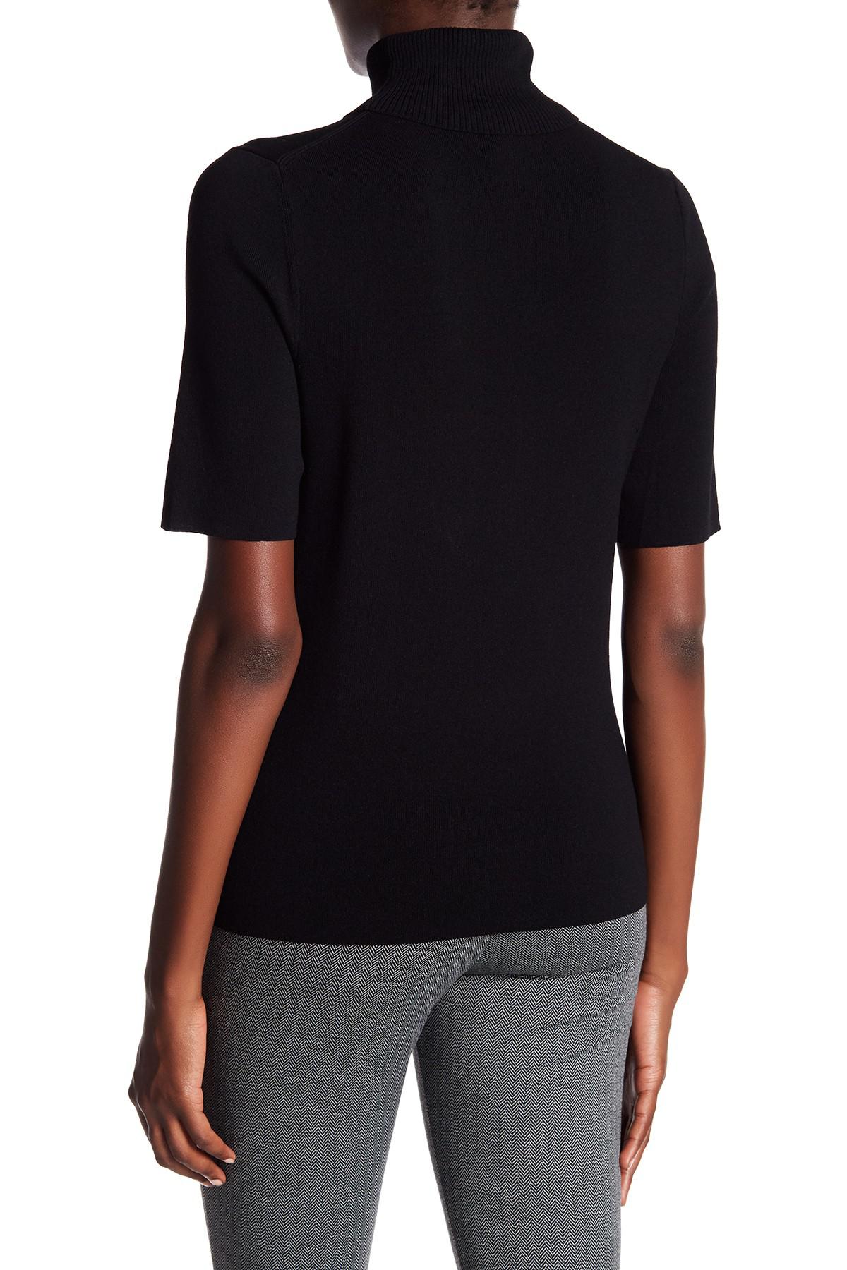 Anne Klein Synthetic Elbow Length Sleeve Turtleneck Sweater In Black Lyst