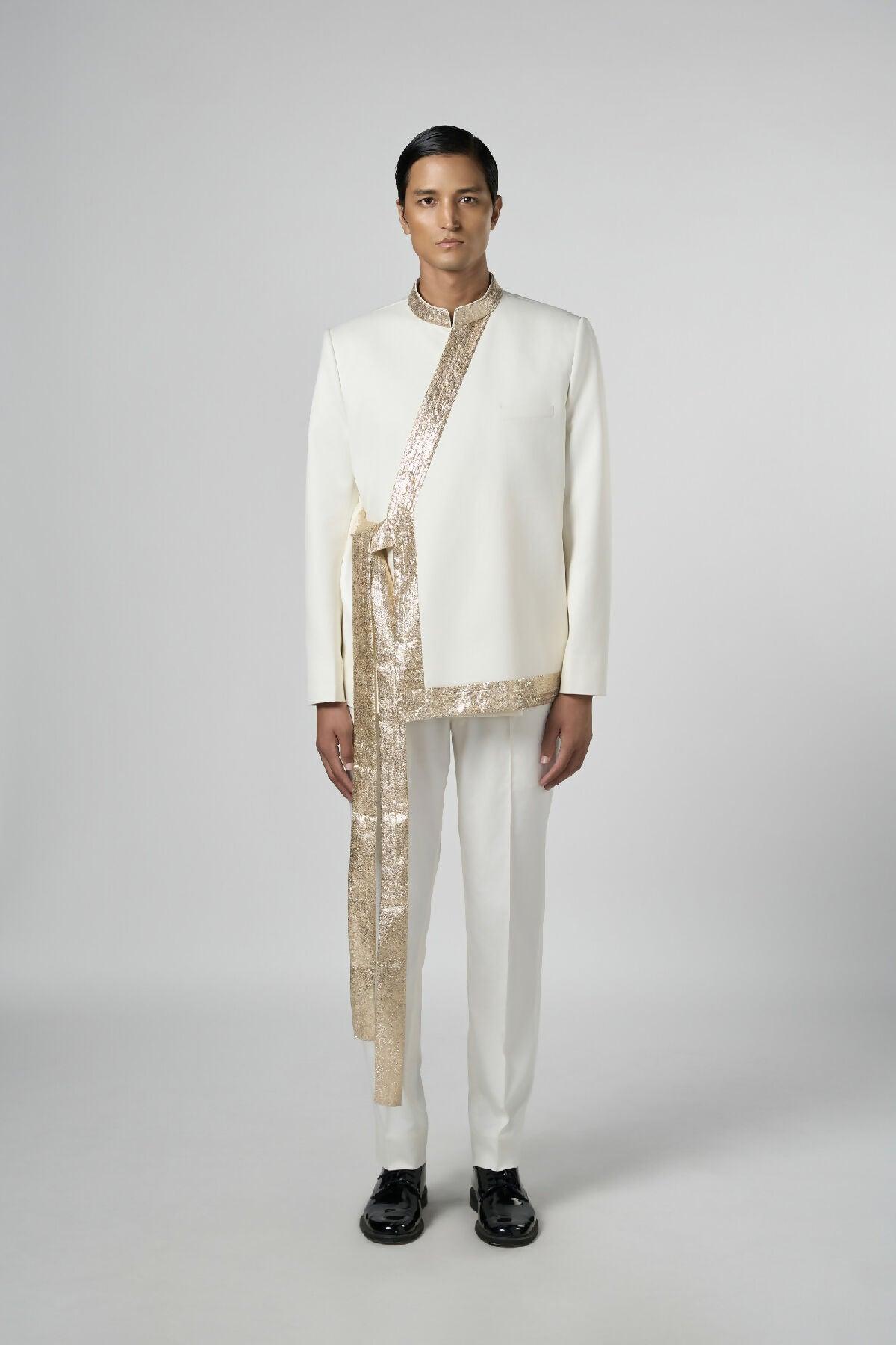 Line Outline Gold Pitta Wrap Jacket in White | Lyst