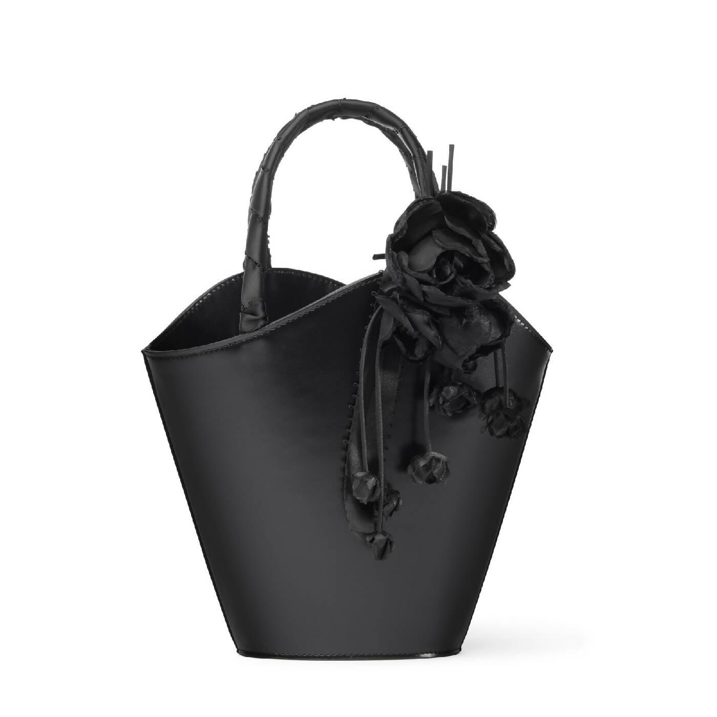 Natalie Dennis Iconic Infinity Handbag With Black Romantic Flower | Lyst