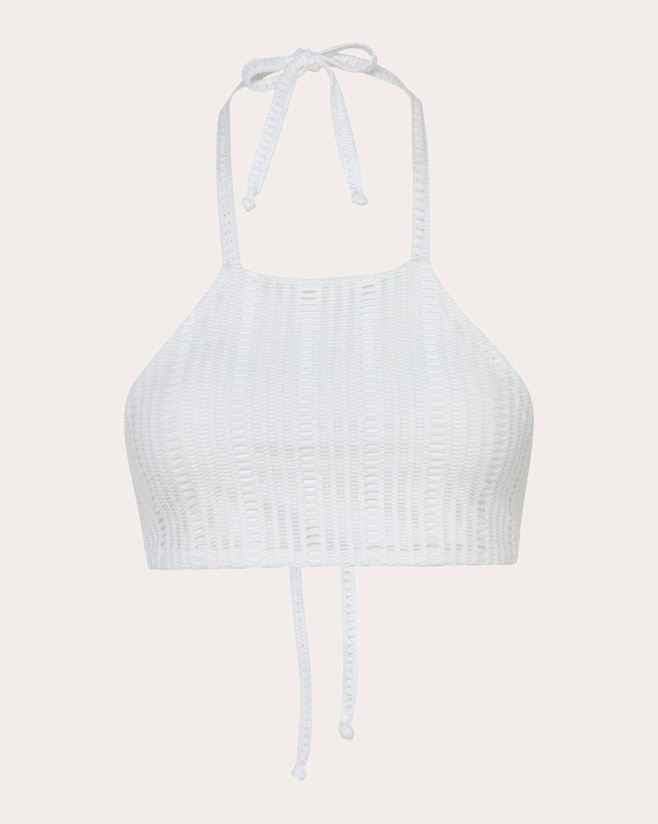 Verde Limon Paradis Geo Mesh Bikini Top in White | Lyst