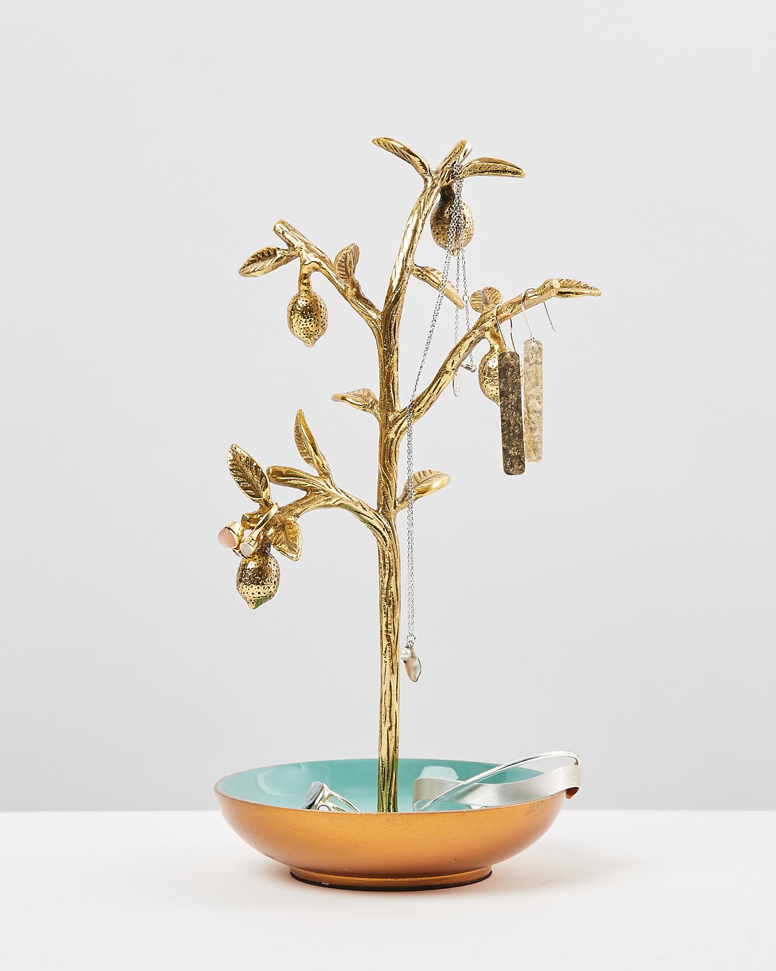 Oliver Bonas Lemon Tree Gold Jewellery Stand in Blue Lyst UK