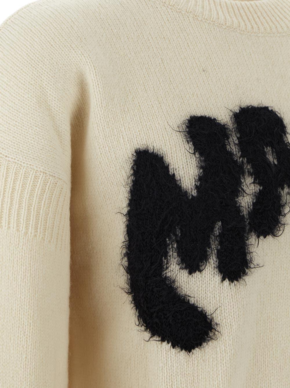 Marni Shetland Logo Knit Sweater in White for Men | Lyst Marni Shetland Logo Knit Sweater in White for Men | Lyst