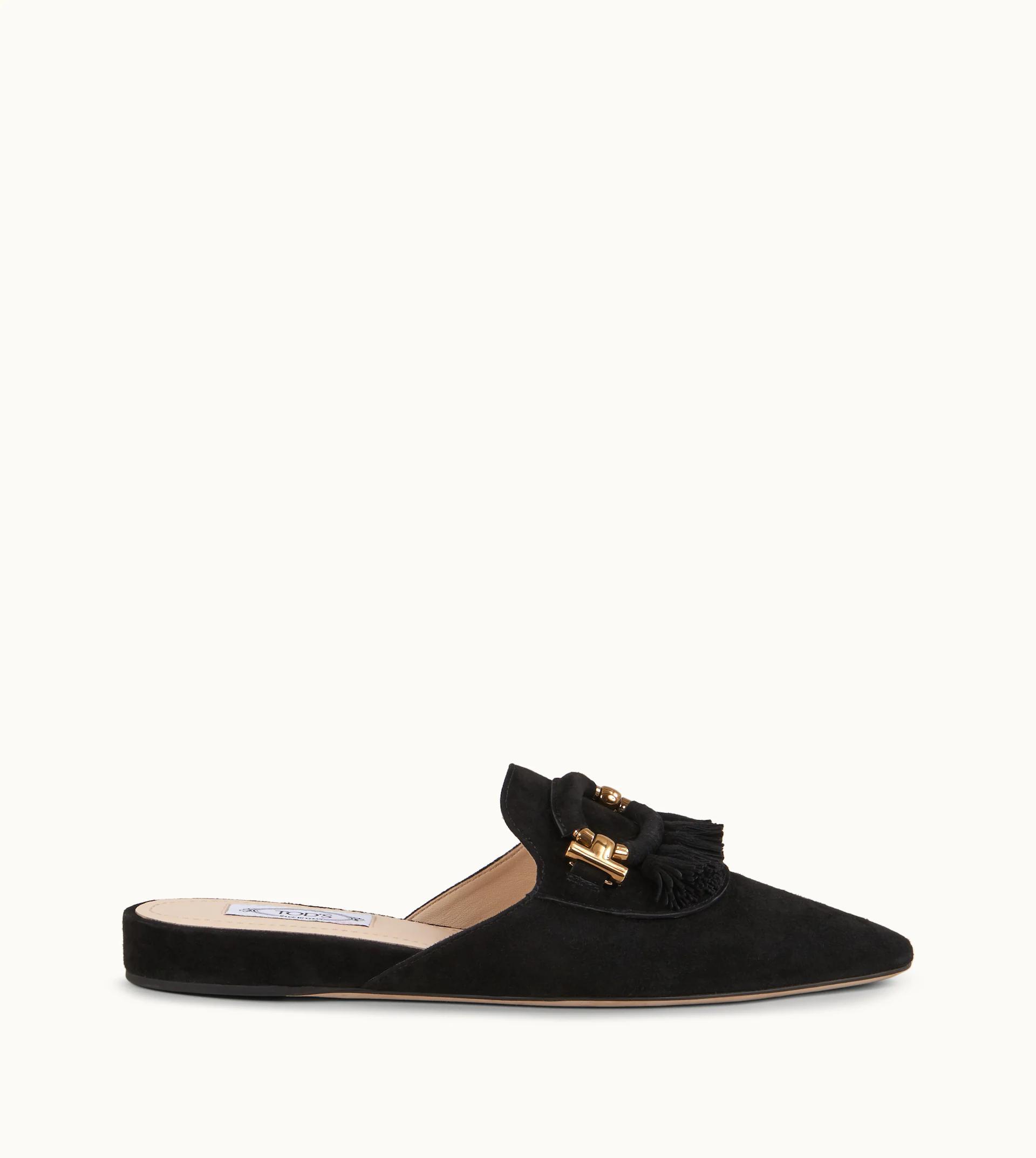 Tod's Suede Mules in Black - Lyst