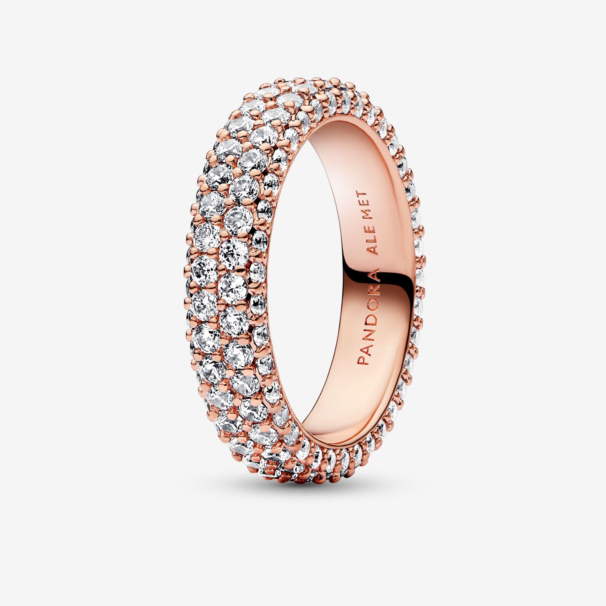 PANDORA Timeless Pavé Double-row Ring in Pink | Lyst